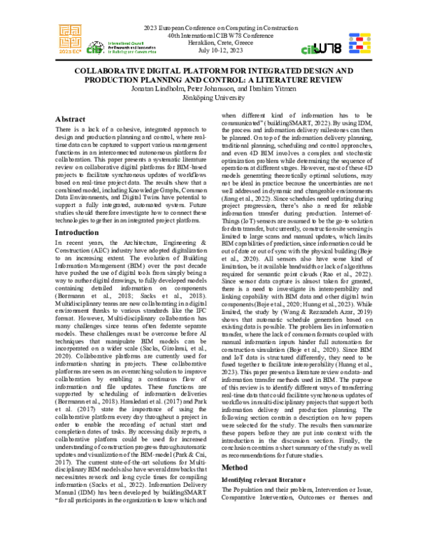 (PDF) Collaborative digital platform for integrated design and production planning and control ...