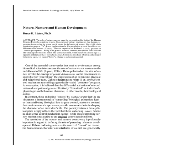 (PDF) Nature, Nurture and Human Development
