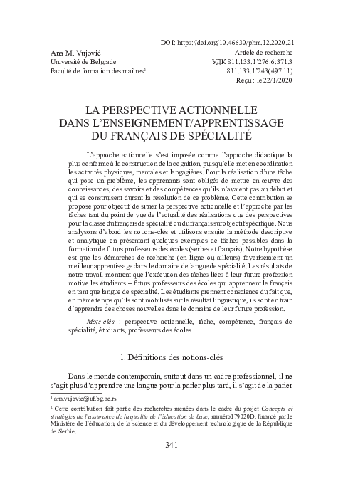 (PDF) La Perspective Actionnelle Dans L’Enseignement/Apprentissage Du ...