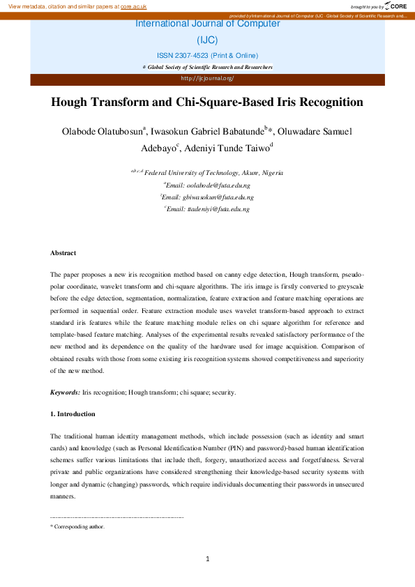 (PDF) Hough Transform and Chi-Square-Based Iris Recognition
