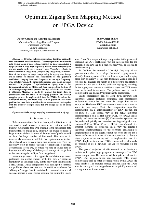 Pdf Optimum Zigzag Scan Mapping Method On Fpga Device Robby Candra 