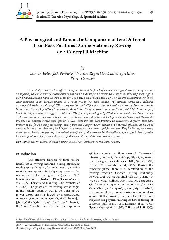 (PDF) A Physiological and Kinematic Comparison of two Different Lean ...