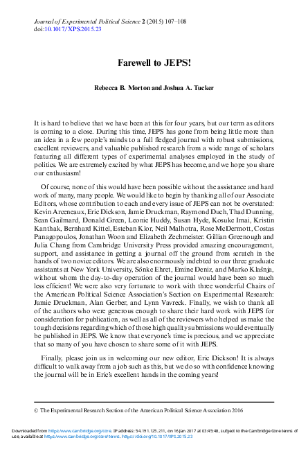 (PDF) Farewell to JEPS!