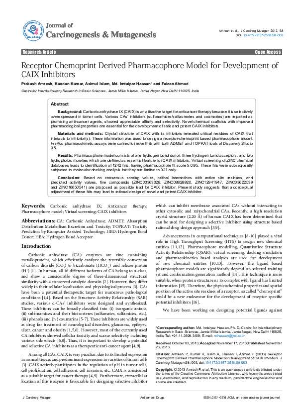 (PDF) Receptor Chemoprint Derived Pharmacophore Model for Development ...