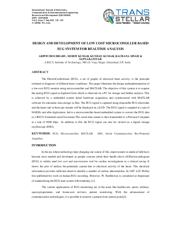 (PDF) Design and Development of Low Cost Microconoller Based Ecg System ...