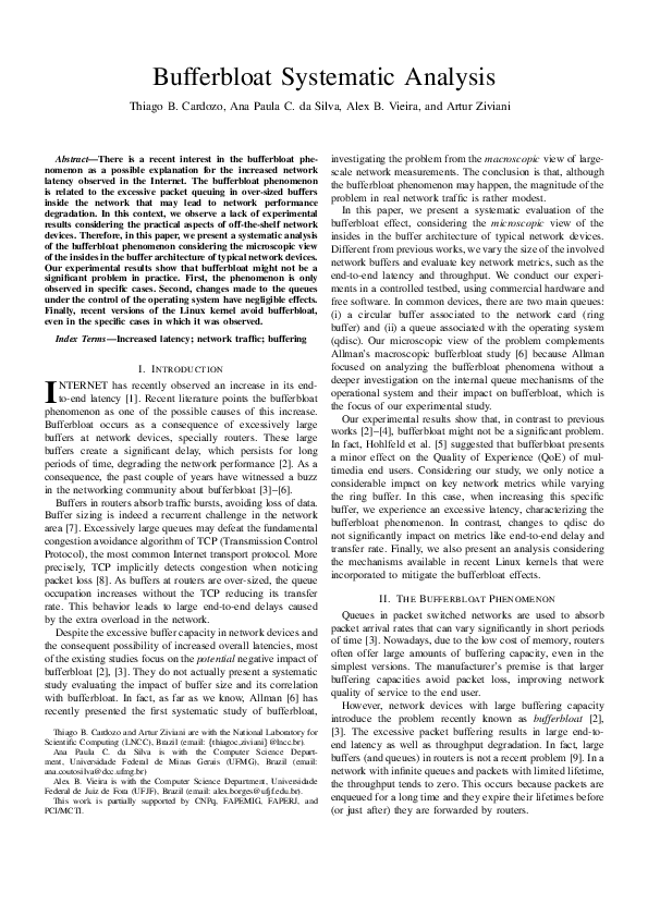 (PDF) Bufferbloat systematic analysis