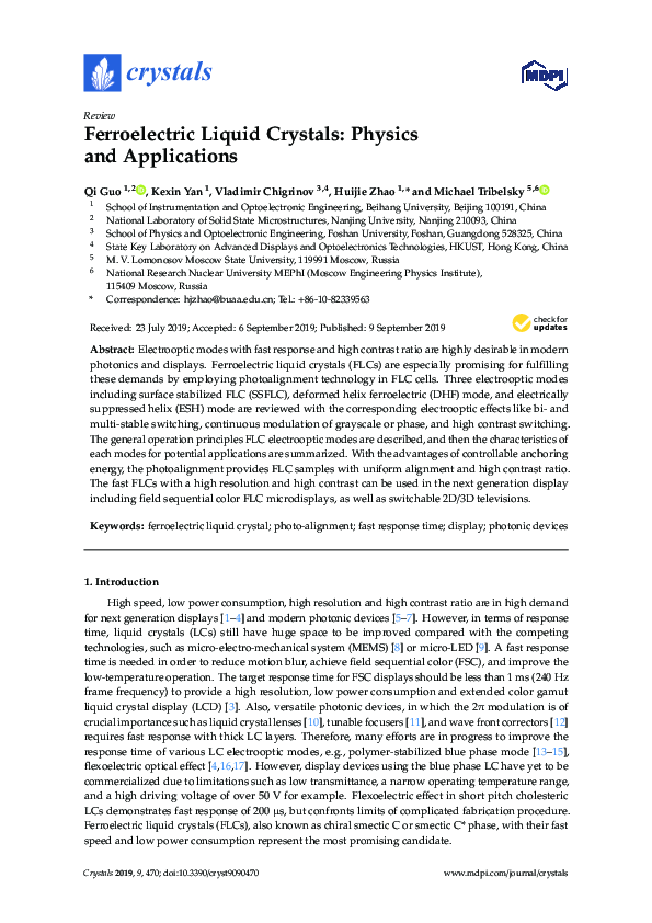 (PDF) Ferroelectric Liquid Crystals: Physics and Applications