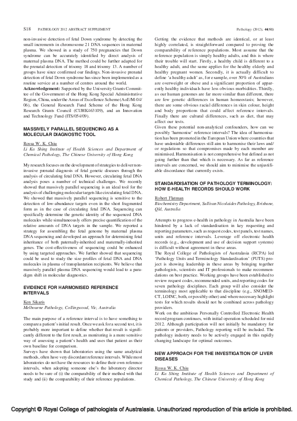 (PDF) Evidence for harmonised reference intervals