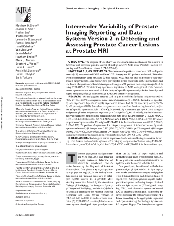 (PDF) Interreader Variability of Prostate Imaging Reporting and Data System Version 2 in ...