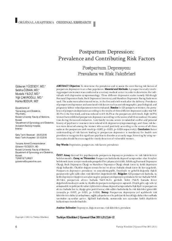 (PDF) Postpartum Depression: Prevalence and Contributing Risk Factors