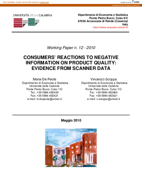 (PDF) Consumers’ Reactions to Negative Information on Product Quality ...