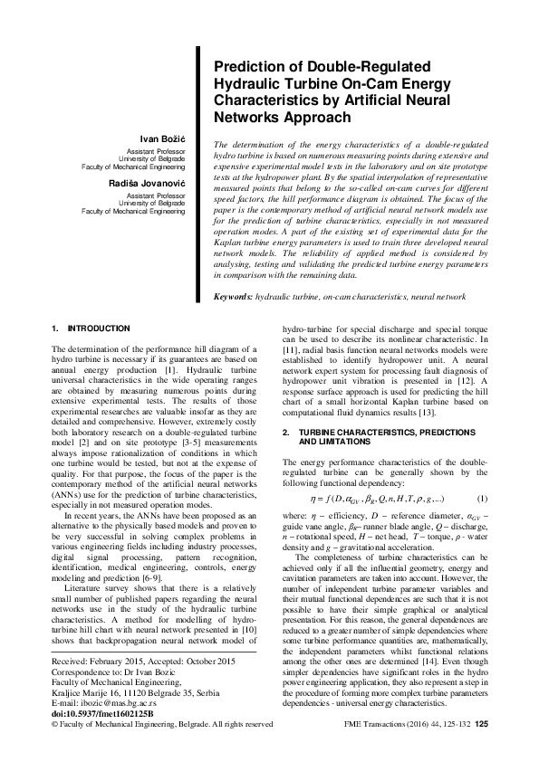 (PDF) Prediction of double-regulated hydraulic turbine on-cam energy characteristics by ...