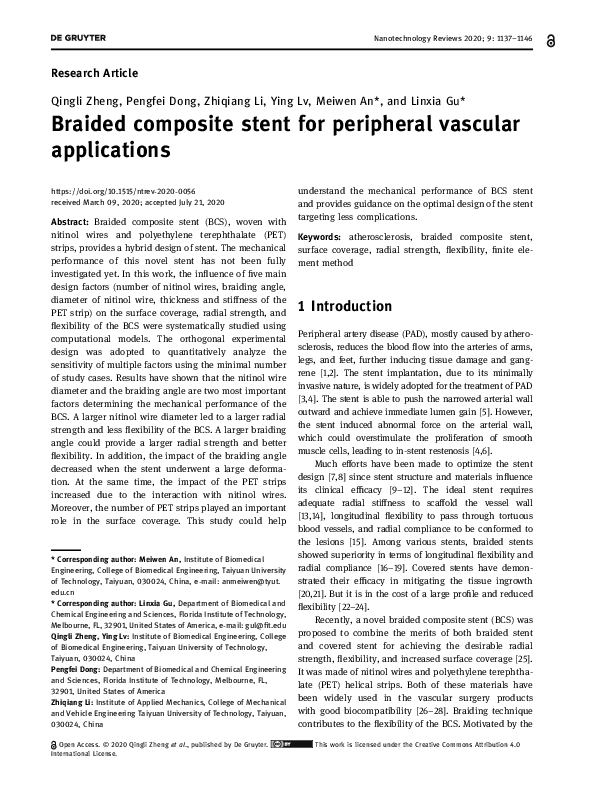 (PDF) Braided composite stent for peripheral vascular applications