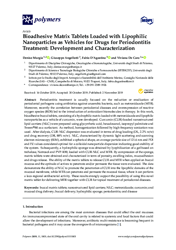 (PDF) Bioadhesive Matrix Tablets Loaded with Lipophilic Nanoparticles ...
