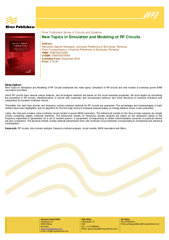 (PDF) New Topics in Simulation and Modeling of RF Circuits