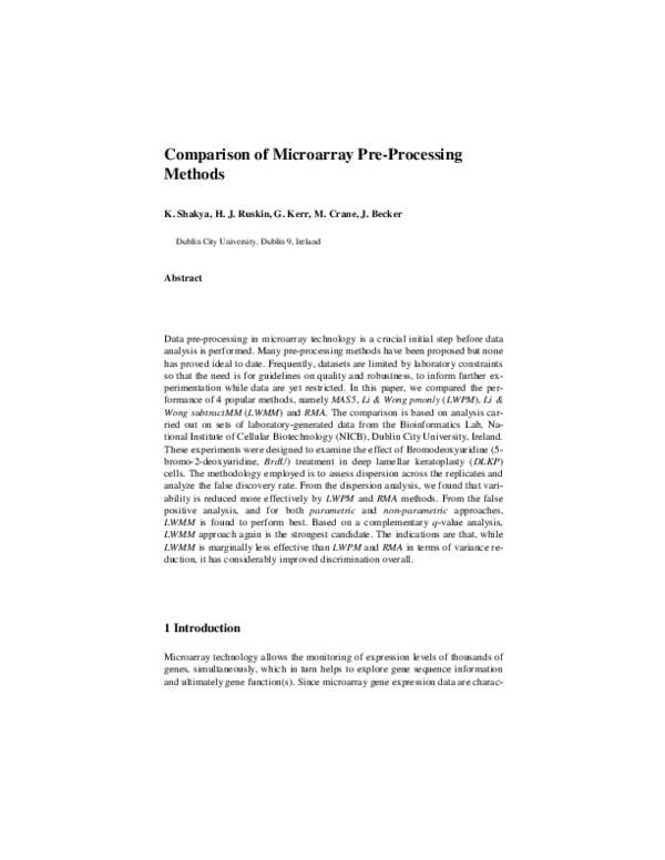 (PDF) Comparison of microarray preprocessing methods | Jérémie Becker - Academia.edu