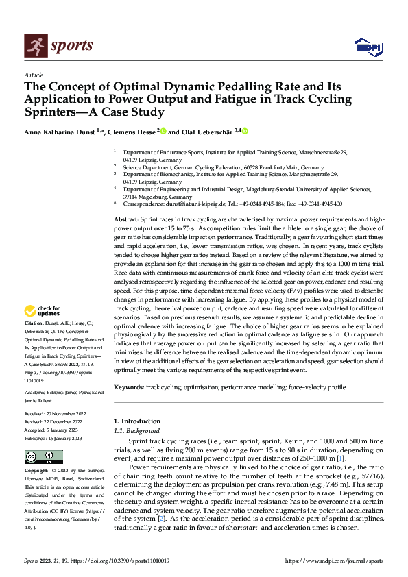 (PDF) The Concept of Optimal Dynamic Pedalling Rate and Its Application ...