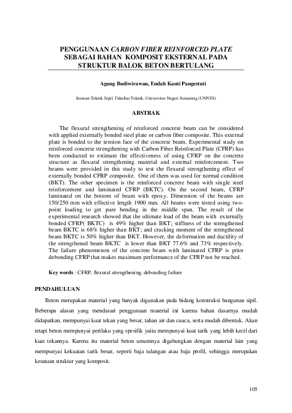 (PDF) Penggunaan Carbon Fiber Reinforced Plate Sebagai Bahan Komposit Eksternal Pada Struktur ...