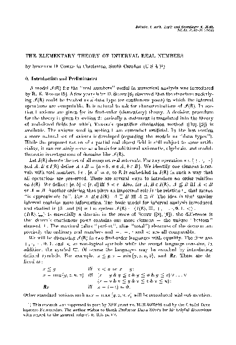 (PDF) The Elementary Theory of Interval Real Numbers