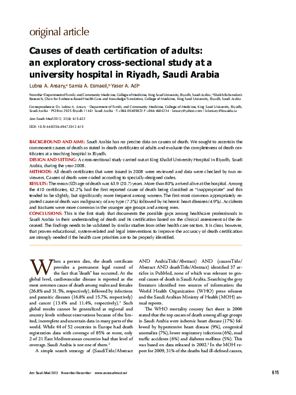(PDF) Causes of death certification of adults: an exploratory cross ...