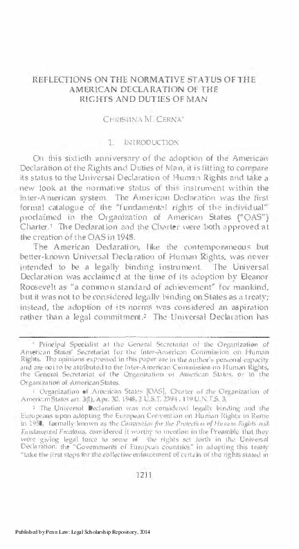 (PDF) Reflections on the Normative Status of the American Declaration ...