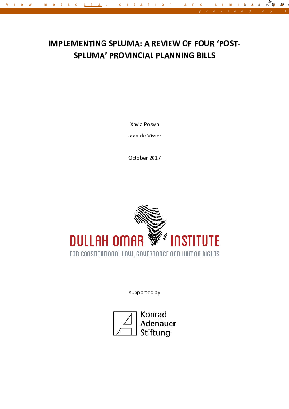 (PDF) Implementing Spluma: A review of four ‘Post-Spluma’ provincial ...