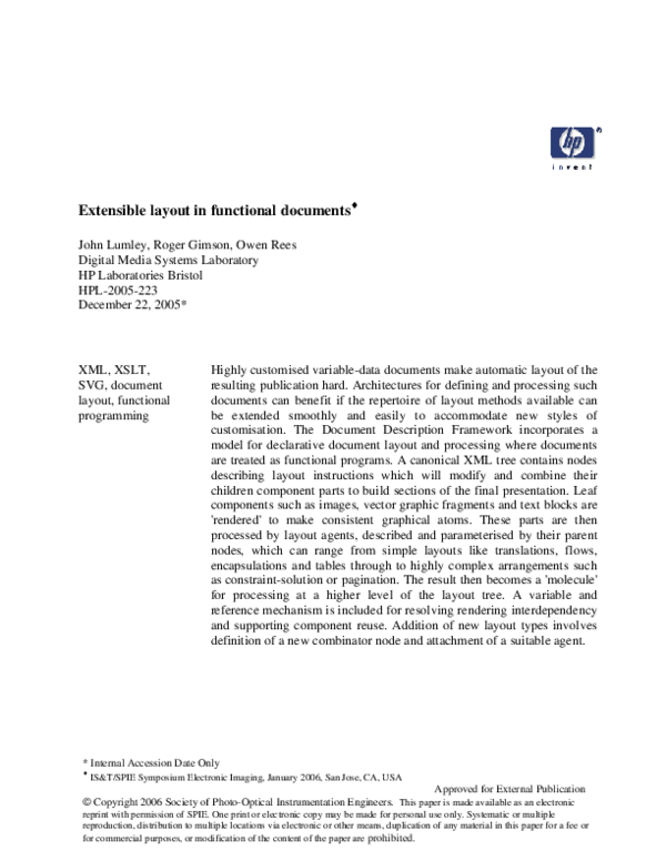 (PDF) Extensible layout in functional documents