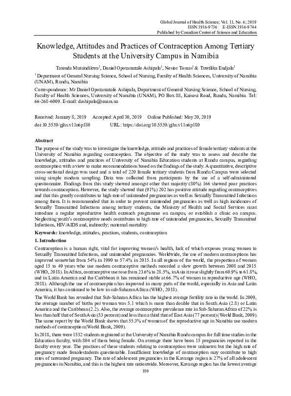 (PDF) Knowledge, Attitudes and Practices of Contraception Among ...