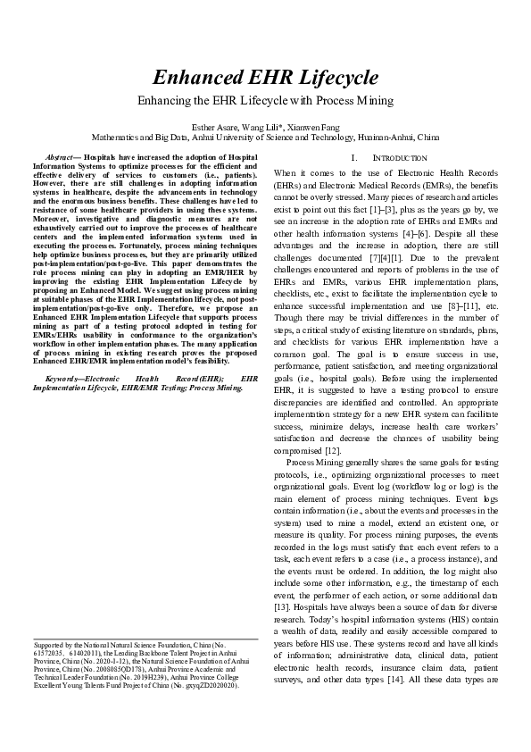 (DOC) Enhanced EHR Lifecycle Enhancing the EHR Lifecycle with Process Mining