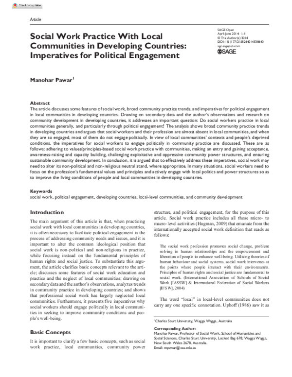 (PDF) Social Work Practice With Local Communities in Developing Countries