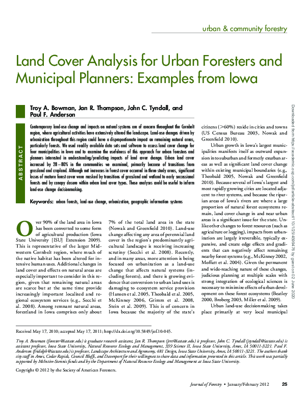 (PDF) Land Cover Analysis for Urban Foresters and Municipal Planners ...