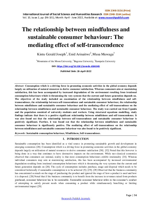 (PDF) The relationship between mindfulness and sustainable consumer ...