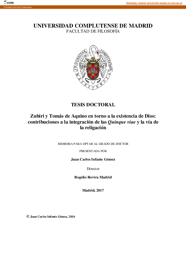 (PDF) Zubiri y Tomás de Aquino en torno a la existencia de Dios ...