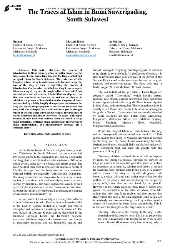 (PDF) The Traces of Islam in Bumi Sawerigading; South Sulawesi