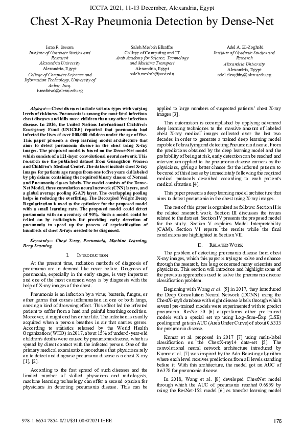 (PDF) Chest X-Ray Pneumonia Detection by Dense-Net