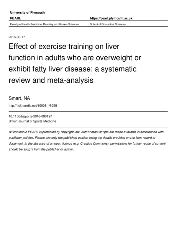 (PDF) Effect of exercise training on liver function in adults who are ...
