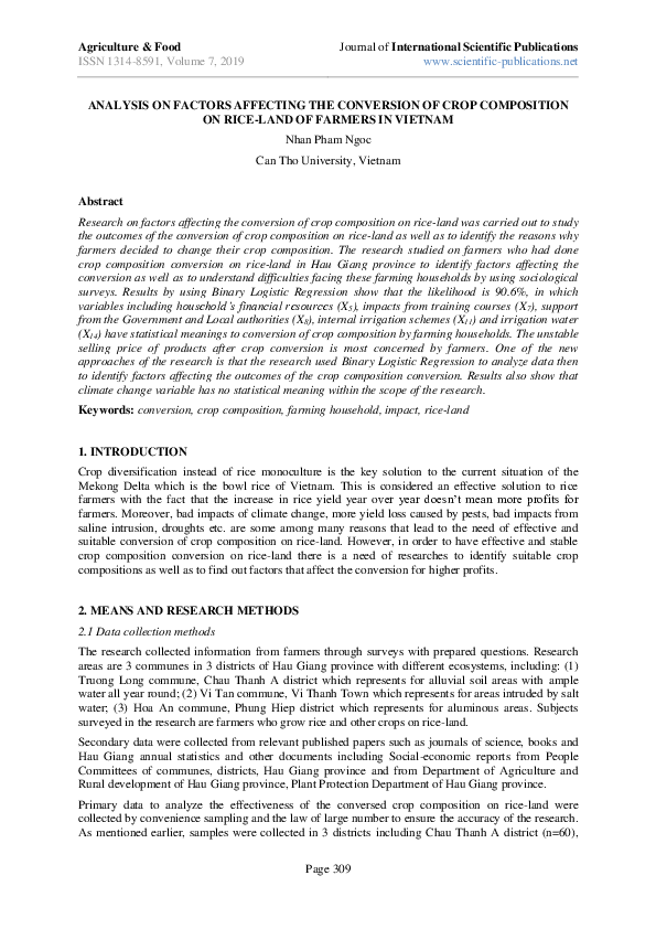 (PDF) Analysis on Factors Affecting the Conversion of Crop Composition ...