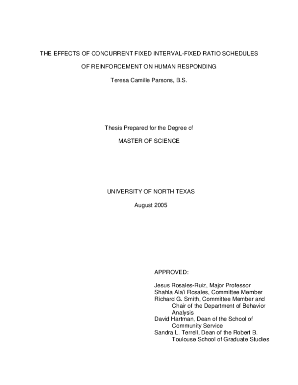 (PDF) Effects of concurrent fixed interval-fixed ratio schedules of reinforcement on human ...