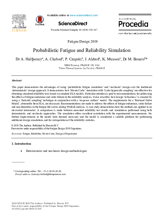 (PDF) Probabilistic Fatigue and Reliability Simulation