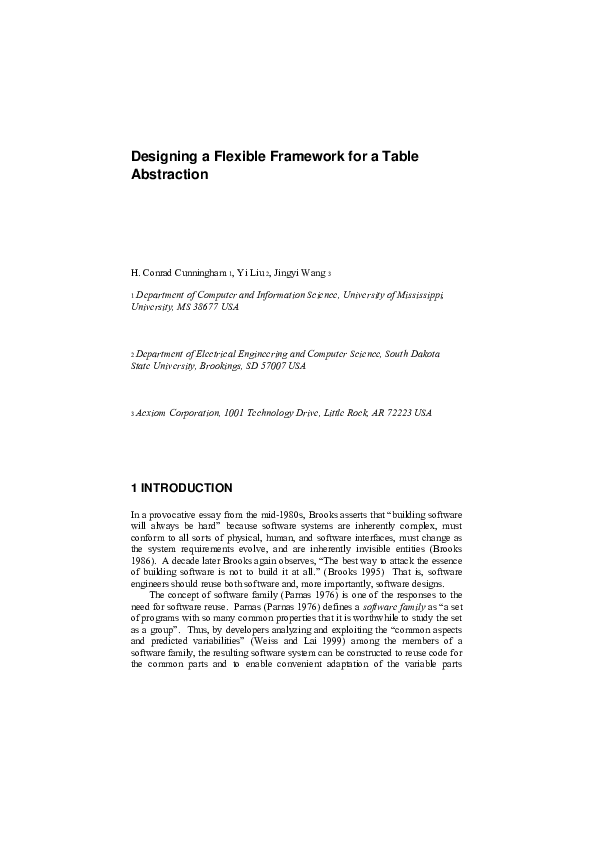 (PDF) Designing a Flexible Framework for a Table Abstraction | Conrad Cunningham - Academia.edu