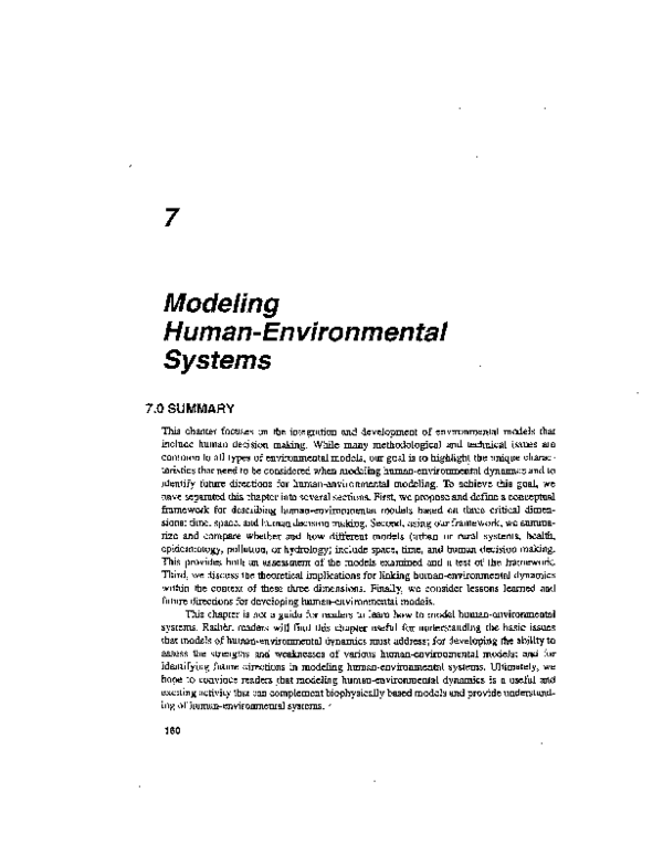 (PDF) Modeling human-environmental systems