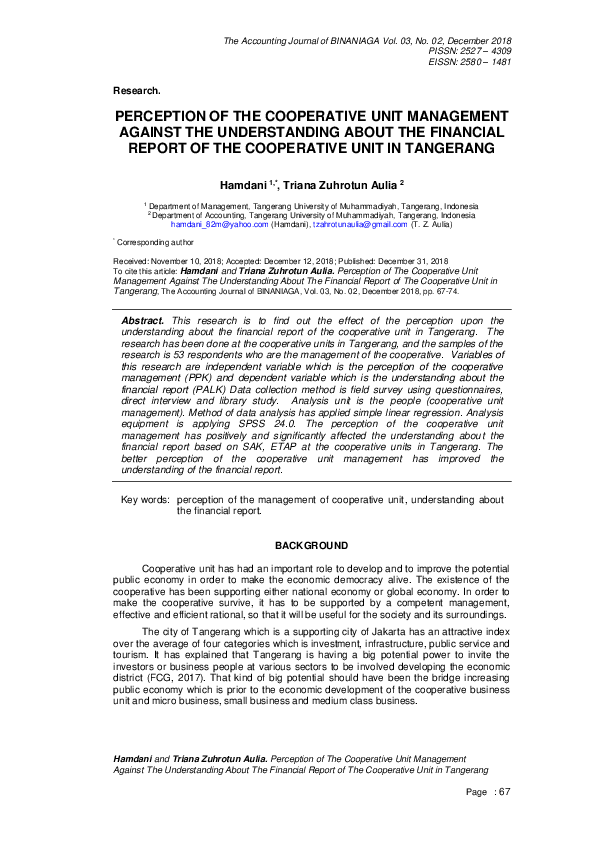 (PDF) Perception of the Cooperative Unit Management Against the ...