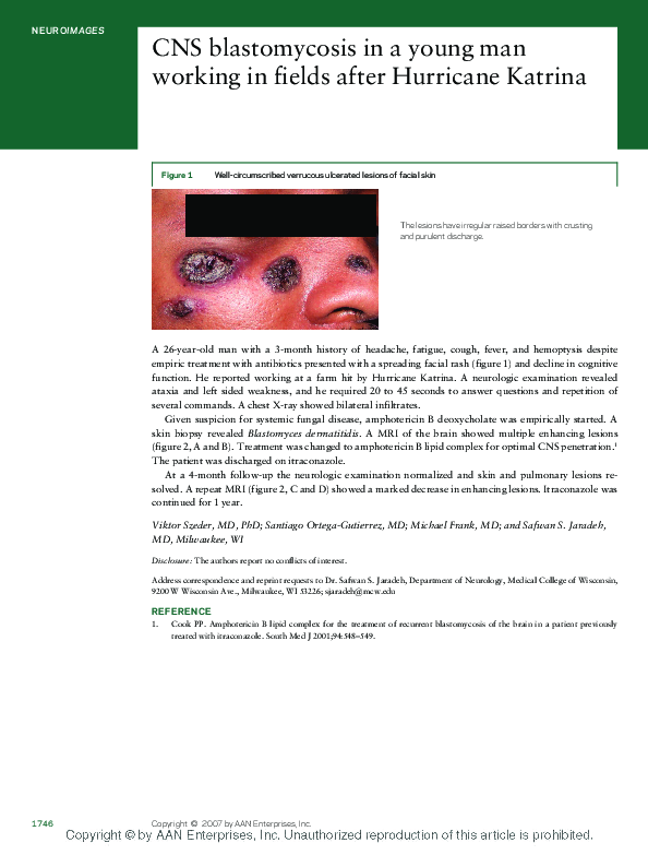 (PDF) CNS blastomycosis in a young man working in fields after ...