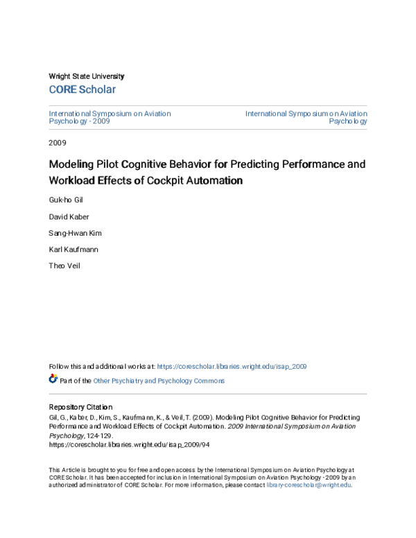 Pdf Modeling Pilot Cognitive Behavior For Predicting Performance And