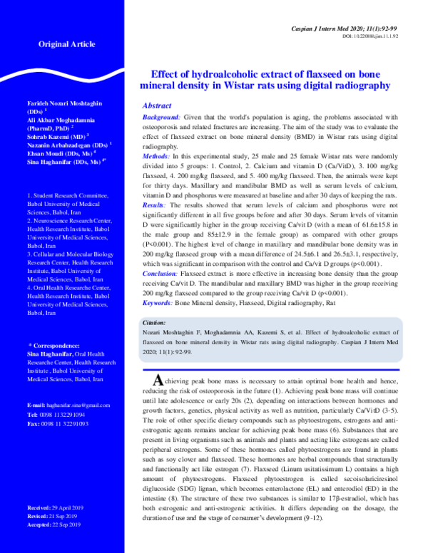 (PDF) Effect of hydroalcoholic extract of flaxseed on bone mineral ...