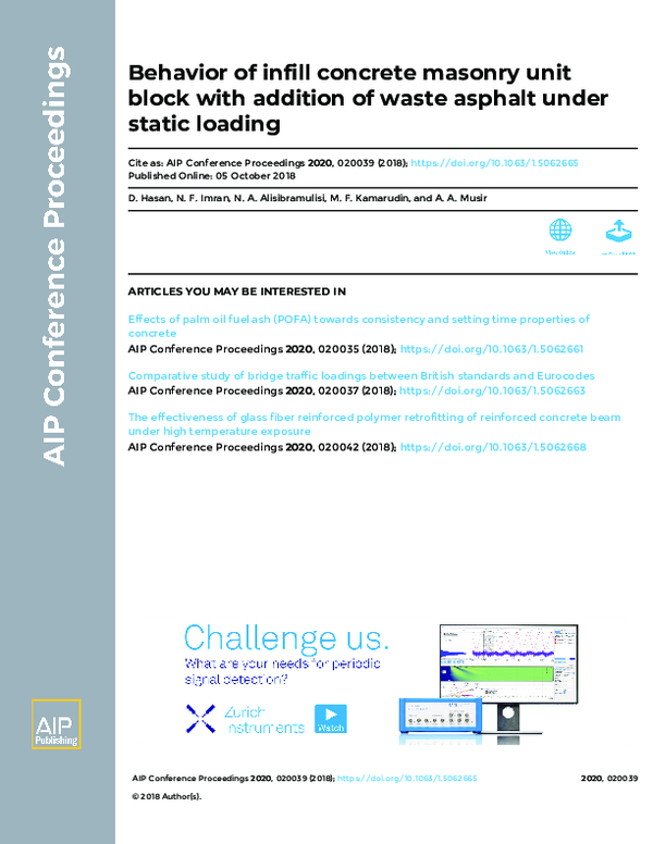 (PDF) Behavior of infill concrete masonry unit block with addition of ...