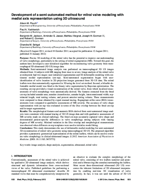 (PDF) Development of a semi-automated method for mitral valve modeling with medial axis ...