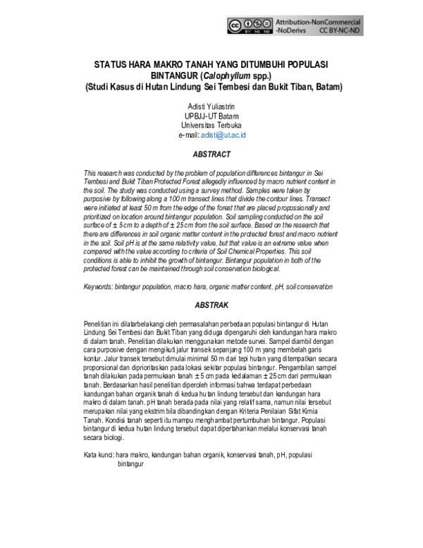 (PDF) STATUS HARA MAKRO TANAH YANG DITUMBUHI POPULASI BINTANGUR ...