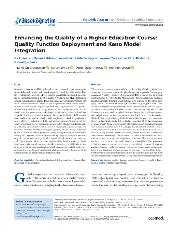 (PDF) Enhancing the Quality of a Higher Education Course: Quality ...