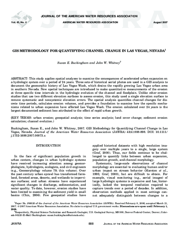 (PDF) GIS Methodology for Quantifying Channel Change in Las Vegas, Nevada1